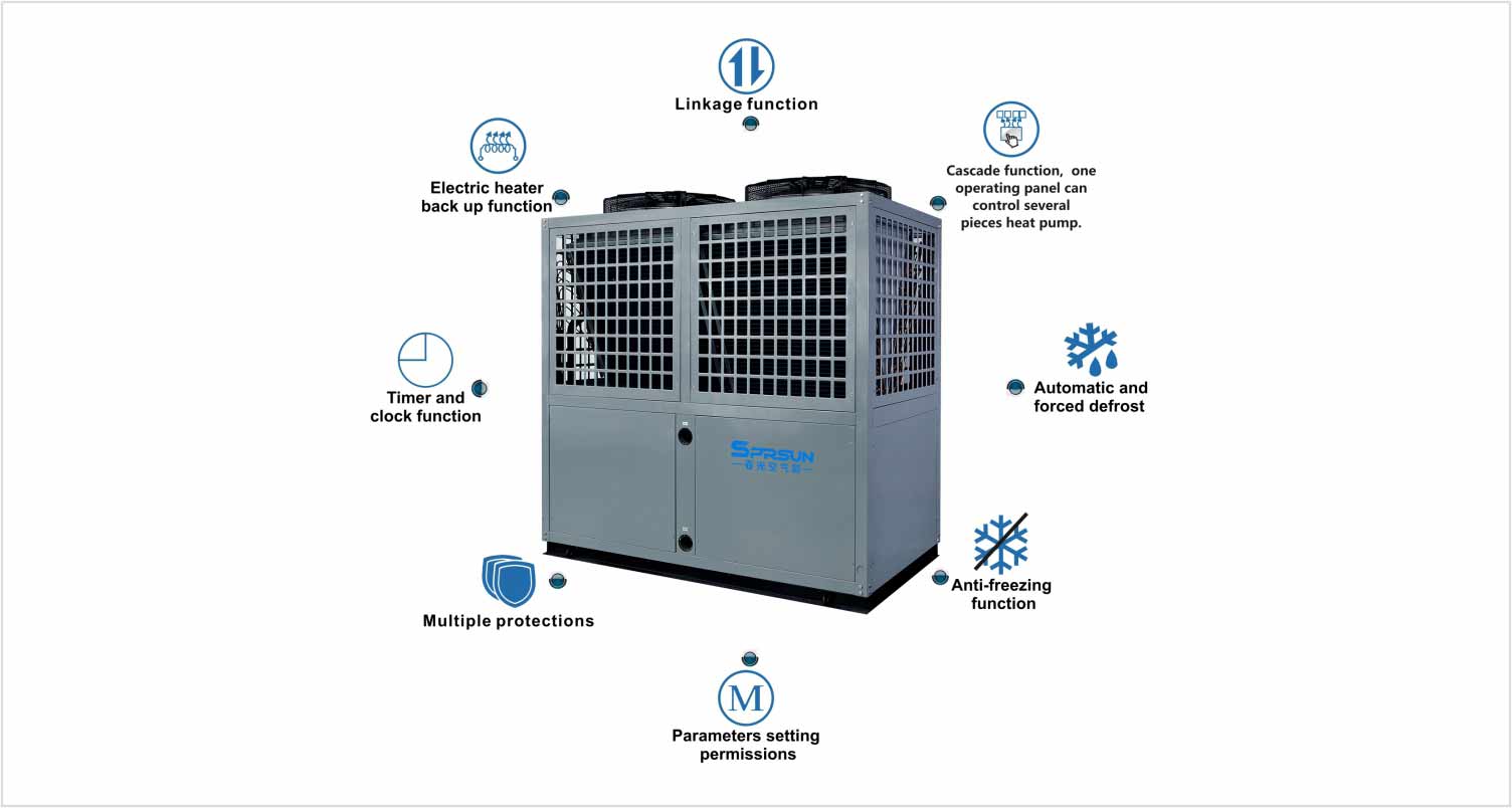 42-70KW Commercial Air to Water Heat Pump Space Heating & Cooling ...
